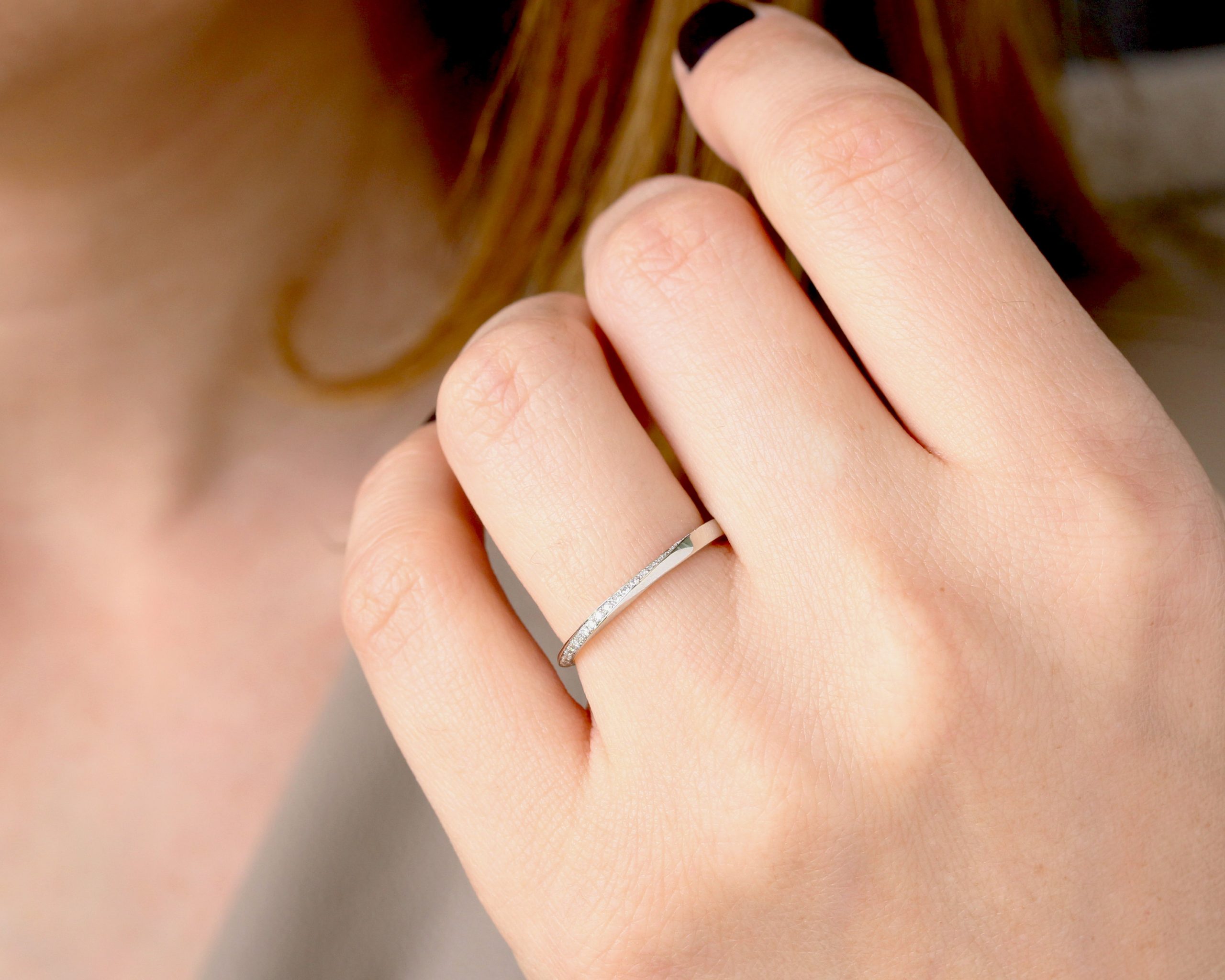 Mobius diamond wedding band, 2mm Diamond eternity band | Benati